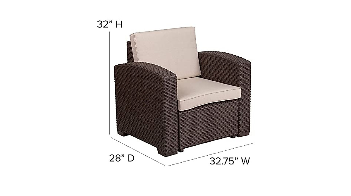 Flash Furniture Faux Rattan Patio Chair | All-Weather Comfort
