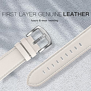 EDIMENS Leather Bands Compatible with Apple Watch 45mm 42mm 44mm Band Men Women, Vintage Genuine Leather Wristband Replacement Band Compatible for Apple Watch iwatch Series 8 7 6 5 4 3 2 1 SE White