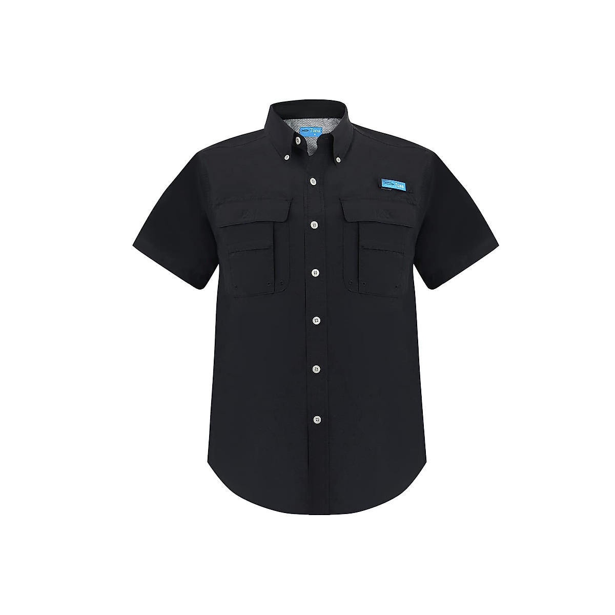 Men's UV UPF 50+ Sun Protection Soild Anti-Static Waterproof Breathable Fast Dry SPF Hiking Fishing Short Sleeve Shirts (9# 4XL Black)