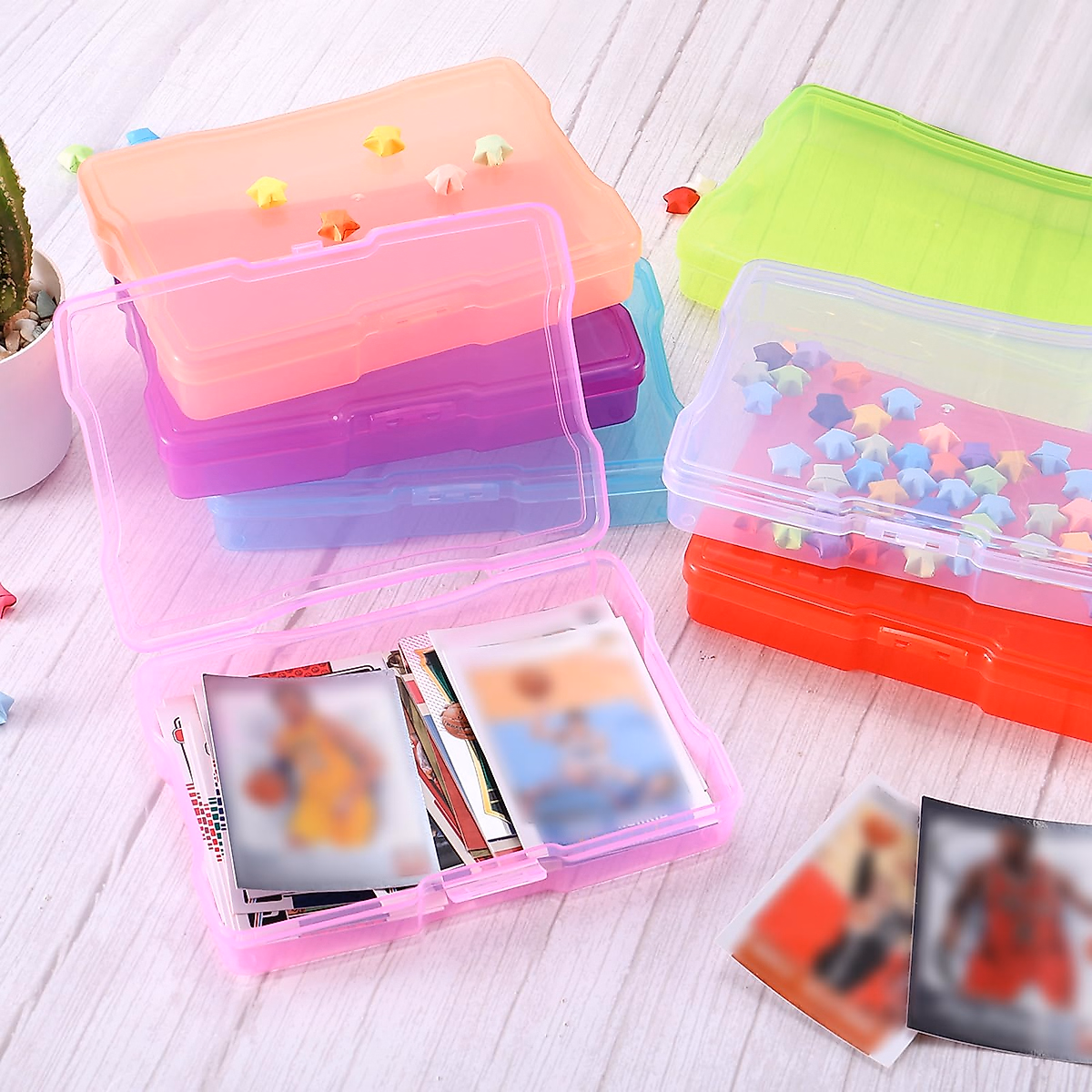PATIKIL 5x7 Photo Storage Box, 2 Pack Photo Boxes Storage Photo Organizer Cases Storage Container Picture Boxes Plastic for 5x7 Pictures Sticker Scrapbook Craft Keeper, Clear
