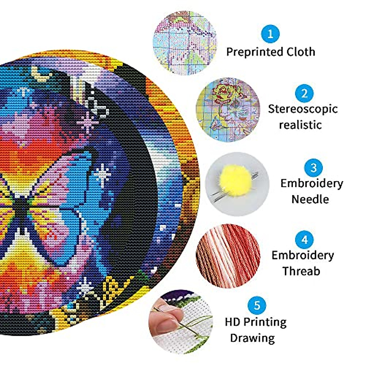 4 Packs Stamped Cross Stitch Kits,Landscapes Butterfly Counted Cross Stitch Kits for Adults Beginners,DIY Full Range of Needlepoint Kits Needlecrafts Embroidery Arts and Crafts for Home Decor,12"x16"