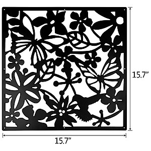 ANMINY 24 PCS Hanging Room Divider Flower Carving Pattern Panels Decorative Wall Screen Panel Hollow Out Design for Living Dining Room Kitchen Bedroom Office Restaurant Home Hotel Decor - Black+White