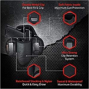 Tactical Pancake Holster. 1911 Holster Leather 4" & 5" with Rail. Suede Interior for Protection. Inside The Waistband ECO Leather Holsters for Pistols by Houston (Right Hand)