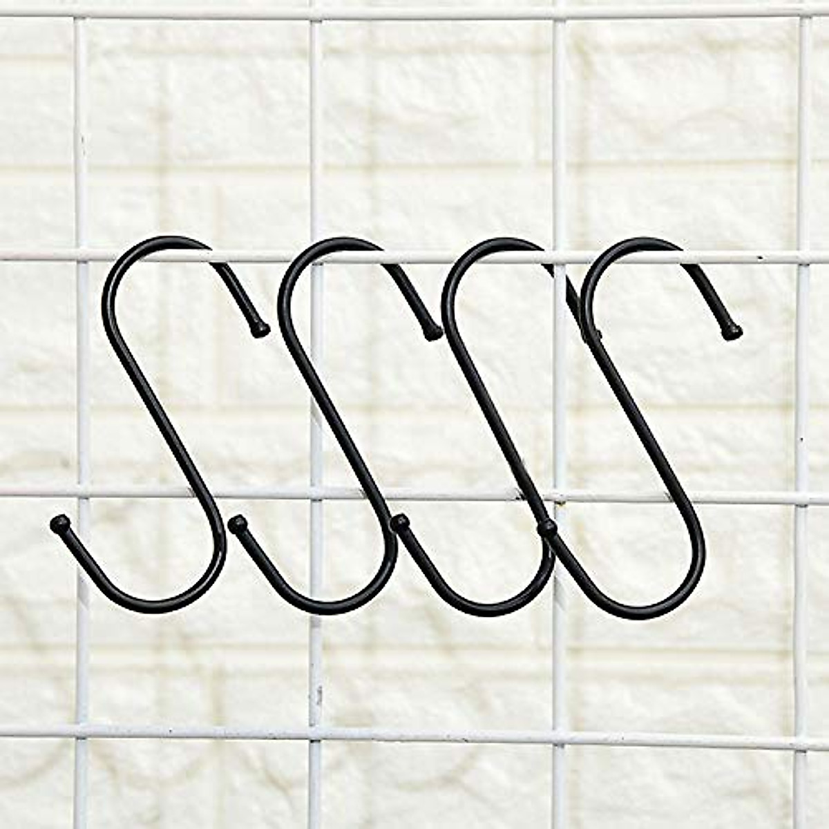 Ami.Todfo S Hooks Heavy Duty, 20-Pack Black S Shaped Hooks 4Inch for Hanging Plants, Pan, Pots, Cloths, Pots, Pans, Plants, Bags, Cups, Clothes，Premium S Hanger Hooks with Metal Balls