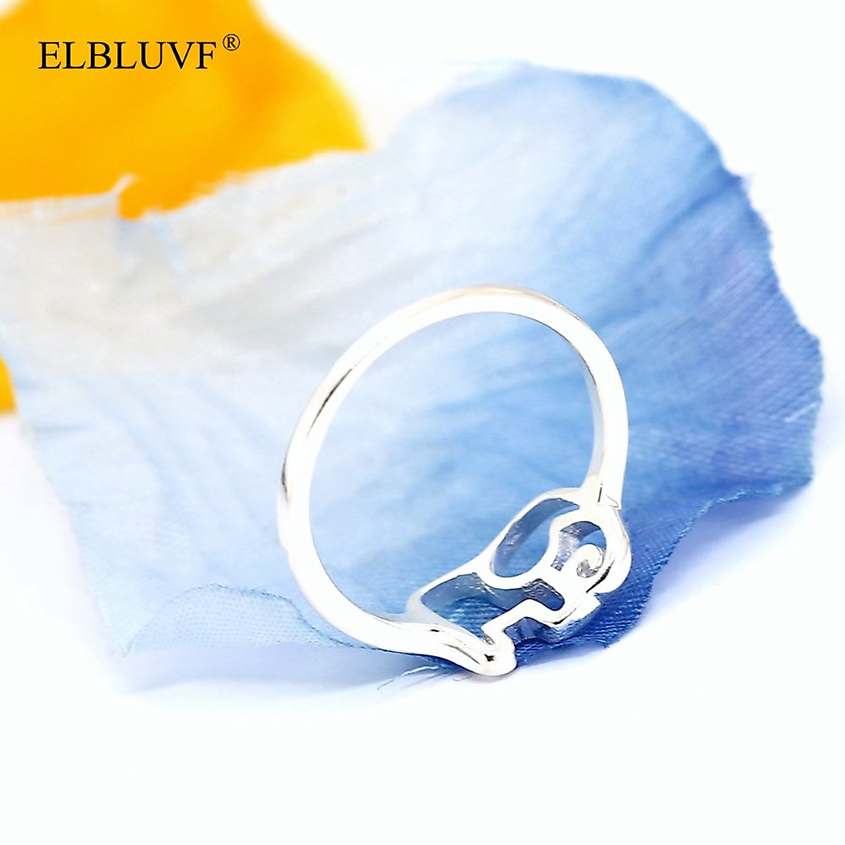 ELBLUVF 925 Sterling Silver Elephant Animal Lucky Ring Jewelry Bridesmaid Gift Favor (8)