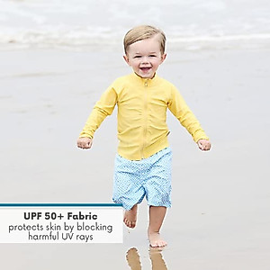 SwimZip UPF 50+ Long Sleeve Rash Guard for Boys and Girls - Baby, Toddler, Kids Yellow