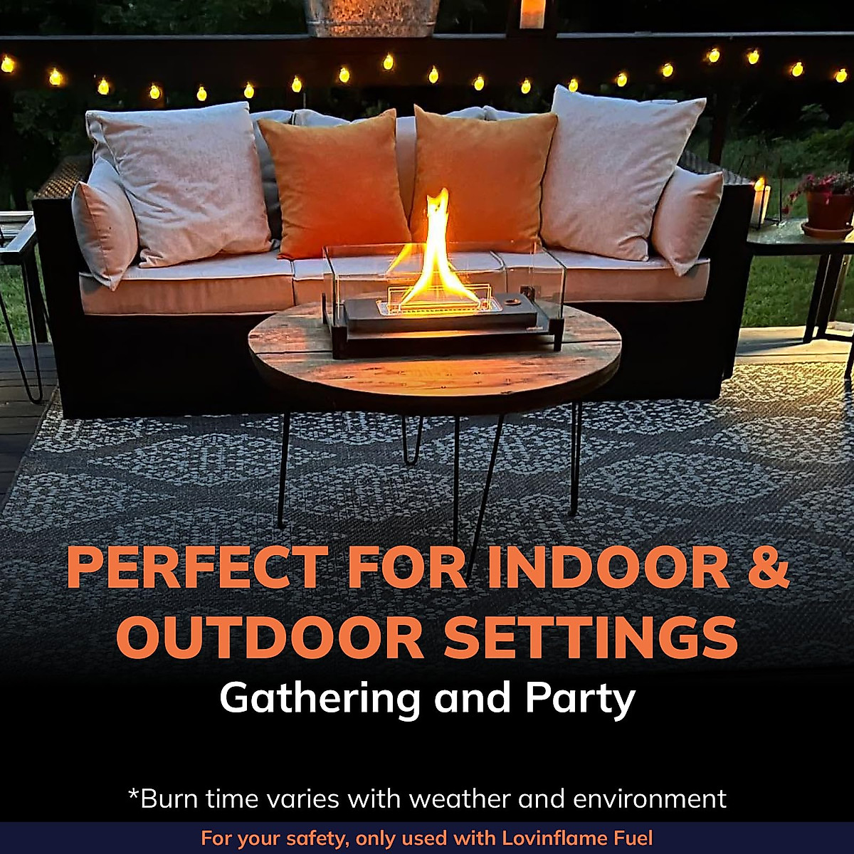 LOVINFLAME Mountain Tabletop Fire Pit for Indoor and Outdoor, Wind Resistant Tabletop Fireplace for Balcony and Patio Decor, Smokeless Fire Pit Only Used with LOVINFLAME Ethanol-Free Fuel