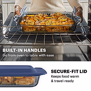 Pyrex Colors (9"x13") Tinted Glass Baking Dish with BPA-Free Lid, Oblong Bakeware Glass Pan For Casserole & Lasagna, Dishwasher, Freezer, Microwave and Pre-Heated Oven Safe, Smoke