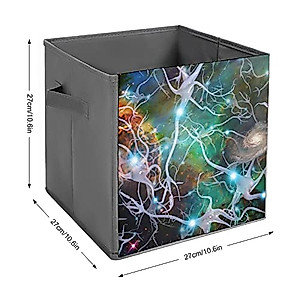 Medical Nerve Decorative PU Leather Collapsible Storage Bins Canvas Cube Organizer Basket with Handles