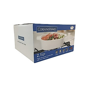 CorningWare Pyroceram Classic Casserole Dish with Glass Cover, White, Square, 2 Quart, 2 Liter (Medium)