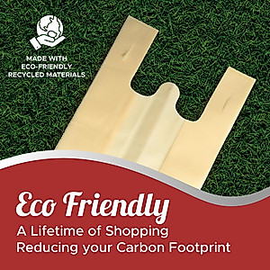 Simply Cool 300 Pack Reusable Eco-Friendly Grocery T-Shirt Shopping Bags 21”x12”x7” Durable, Environmentally Friendly Recyclable Shopping Bags Washable, Foldable, Portable Tote Bags Bulk