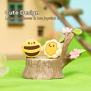 GeekShare Cute Silicone Joycon Thumb Grip Caps, Joystick Cover Compatible with Nintendo Switch/OLED/Switch Lite,4PCS - Sunflower & Bee