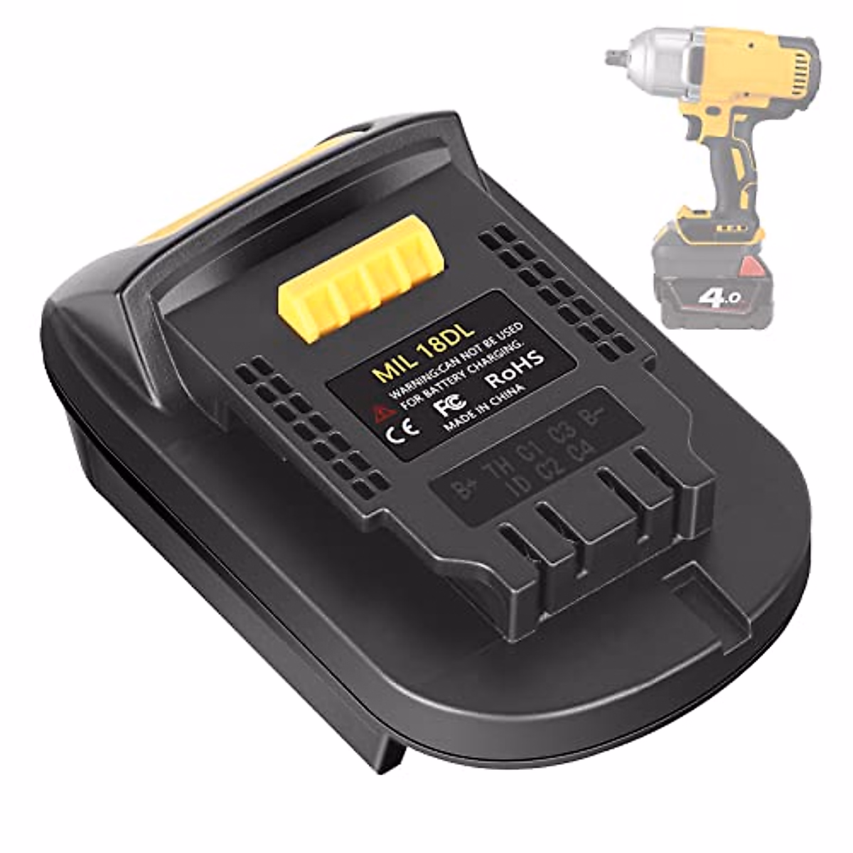 JYJZPB Battery Adapter MIL18DL Converter for Dewalt to Milwaukee Battery Adapter, Compatible for Milwaukee 18V M18 Lithium Tool Battery for Dewalt 20V Cordless Tools