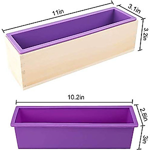 YGEOMER Soap Molds 2pcs 42oz, Silicone Soap Mold for Soap Making, Rectangular Loaf Soap Mold with Wooden Boxes, 2 Cutters and 100pcs Bags