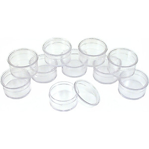 FindingKing 10 Round Plastic Organizer Container Storage Jars for Beads & Gems 1 1/4"