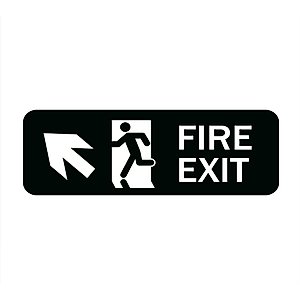 Fire Exit Sign For Door, Acrylic Plastic, Black And White, Rounded Corners, Durable, Long Lasting With Double Sided Tape - 8" X 3"