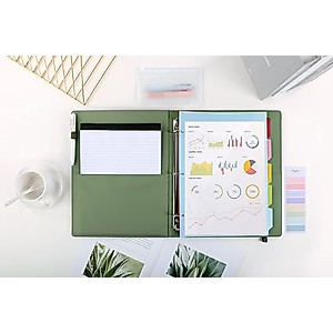 SKYDUE 3 Ring Binder with Clipboard, 1 Inch Binder, 13.2" × 10.2" PU Clipboard Binder with Notepad & 5 Dividers with 10 Pockets, Labels, Clipboard Folder Great for School Office (Fit A4/Letter Size)