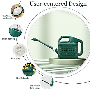 Qilebi 2 Gallon Watering Can for Outdoor Plants, Modern Watering Cans for House Plant Garden Flower, Plastic Watering Cans with Removable Nozzle and Long Spout
