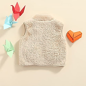 Tiacham Toddler Baby Girl Boy Vest Fall Winter Clothes Sherpa Waistcoat Sleeveless Outerwear Kids Jacket (White, 18-24 Months)