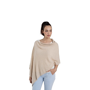 CLAUDIA NICHOLE by Alashan 100% Cashmere Luxe Dress Topper Poncho - Lightweight, Soft, Cozy & Versatile - One Size Fit with 60 Plus Colors- Great Gift Item- Dune/2316