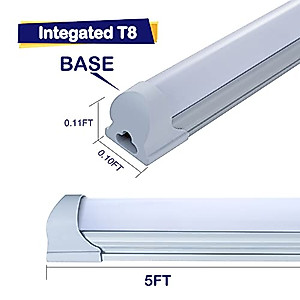 HOLDWILL 12 Pack LED Shop Light Fixture, 5FT 30W 6500K, Cool White, Milky Cover, Hight Output, Linkable Shop Lights for Workshop, T8 LED Tube Lights, LED Shop Lights for Garage 5 Foot with Plug Cable