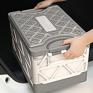 Car Trunk Storage Box Pp Material Vehicle-Mounte Household Use Firm Foldable Storage Trunk Oganizer 30L Volume Auto Accessories (White)