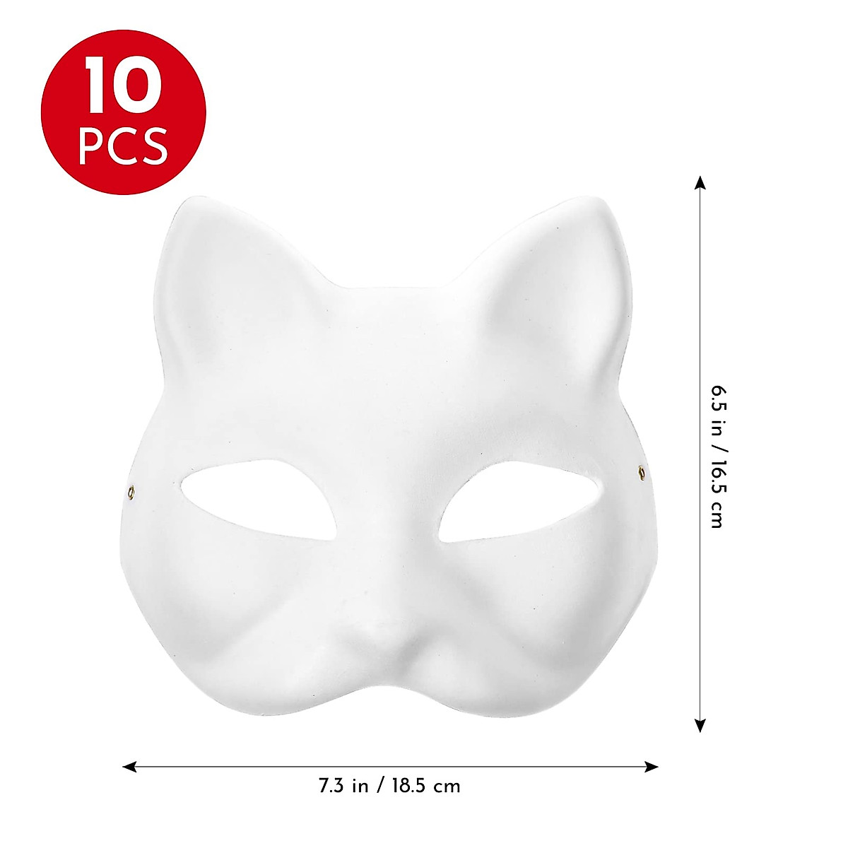 TOYANDONA 10pcs Cat Masks to Paint, Animal Dress Up Masks DIY White Masks Half for Masquerade Halloween Kids Cosplay Masks Costume Party Favors