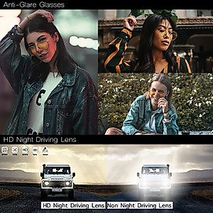 The Fresh Men Women Polarized Night Vision Driving Anti-Glare Glasses Yellow Lens Frame Ultra Light (125b-Gold, Yellow Night Vision)