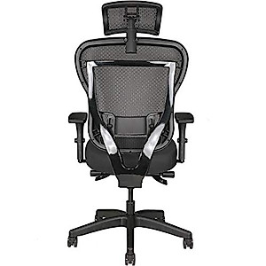 Oak Hollow Furniture Aloria Series Office Chair Ergonomic Executive Computer Chair, Fabric Soft Seat Cushion, Mesh Back, Adjustable Lumbar Support Swivel and Tilt (Black, Headrest)