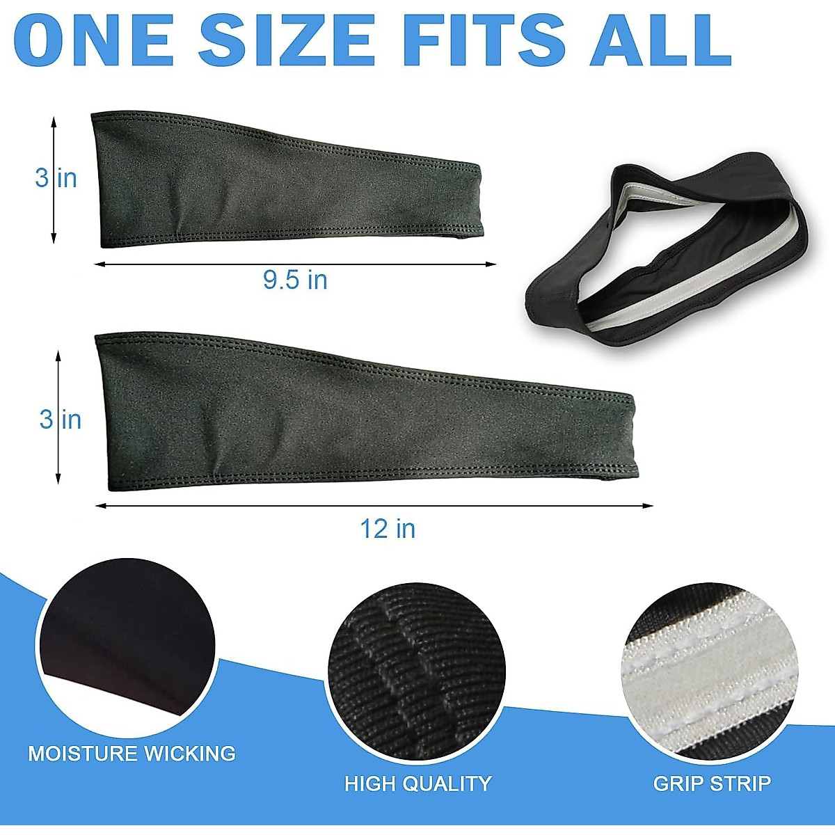 Calbeing Women Workout Black Headband with Silicone Grip(5Pack) Non Slip Sweatband Sport Hair Band for Running Exercise Gym Yoga