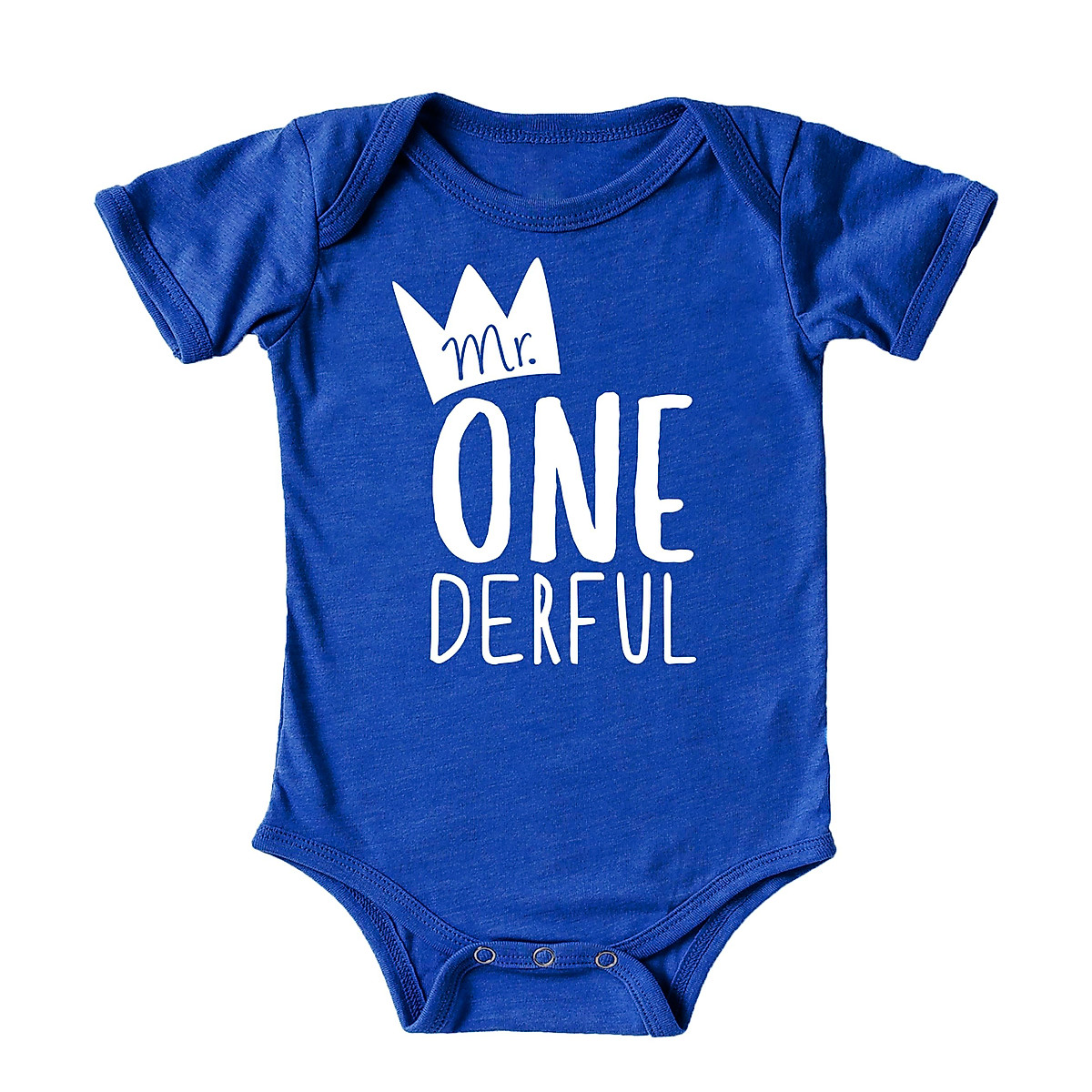 Olive Loves Apple Mr.One-Derful 1st Birthday Bodysuit for Baby Boys First Birthday Vintage Royal Bodysuit 12 Months