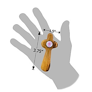 Logos Trading Post Girls Baptism Cross, Holy Land Olive Wood Deluxe Holding Cross from Israel, Wooden Baptismal Ceremony Keepsake Gift in Hard Shell Gift Box with Certificate of Authenticity