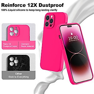 BossKiss Compatible with iPhone 14 Pro Max Case, Silicone Upgraded [Camera Protection] [2 Pcs 9H Screen Protector], Soft Anti-Scratch Microfiber Lining, 6.7 inch, Hot Pink