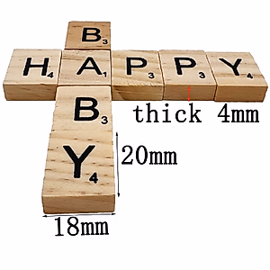MYYZMY 300 Pcs Scrabble Letters, Wood Scrabble Tiles for Crafts Making Crossword Game
