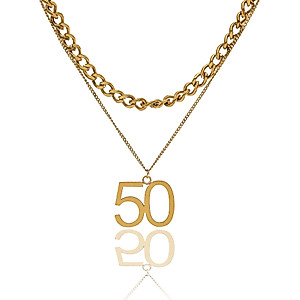 50th birthday gifts for men - with pendant necklace - 50th birthday decorations for men, 50th anniversary, birthday gift ideas for dad, son, husband, friend. The number 50 fashion jewelry