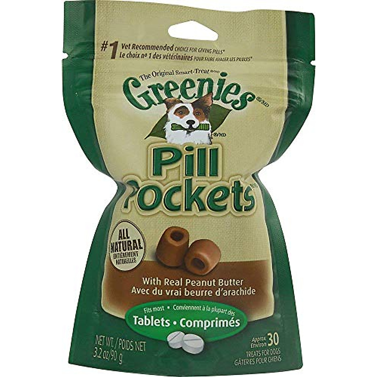 GREENIES Dog Tablet Pill Pockets Peanut Butter 3.2 Oz�, Pack of 2