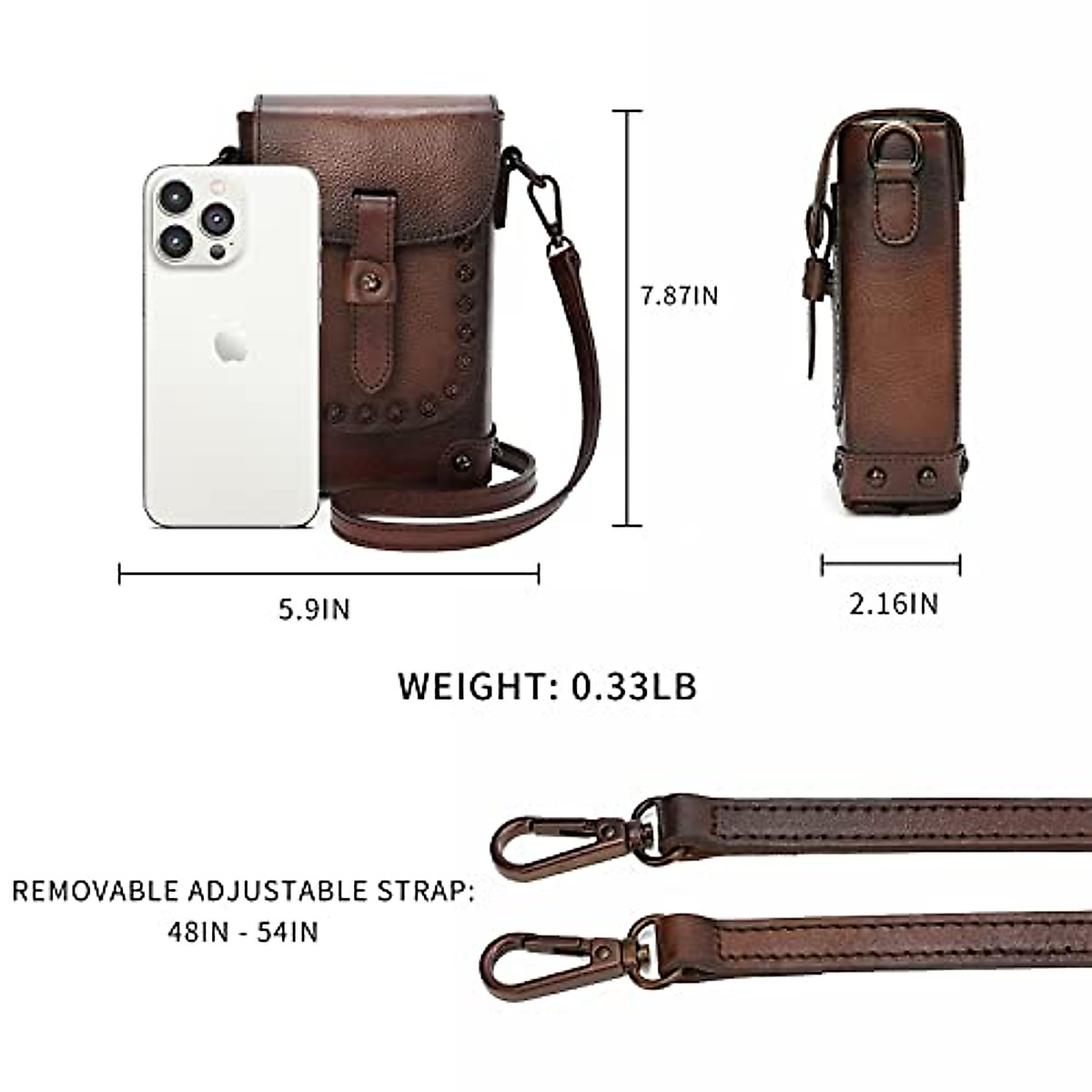 Montana West Crossbody Handbag Genuine Leather Shoulder Bag Mini Vintage Cell Phone Purse for Women Dark Brown MWG02-9062_CF