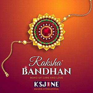 KSJONE Set of 12 Rakhi for Brothers Moti, Beads Ring Diamond Design Rakhi Traditional Handmade Rakhi Set with Roli Chawal, Indian Festive Rakshabandhan Bro Bracelet Thread Rakdi Rakhee Gift Set