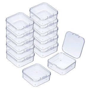 uxcell 72Pcs Clear Small Plastic Beads Storage Containers with Lids, Square Anti-Oxidation Jewelry Storage Boxes for Small Items Craft, Beads, Ear Studs, Necklaces(1.8×1.77×0.79In)