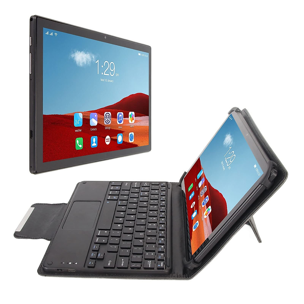 10.1 Inch 2 in 1 Tablet, Octa Core Processor 5G WiFi Tablet, 8GB RAM 256GB ROM 4G Cellular Tablet with Keyboard for Office, Business, Gaming 100‑240V Black (US Plug)