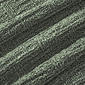 Milvowoc Fluffy Chenille Knitted Throw Blanket 60 x 80 Inch Impressive Texture Sage Green Chenille Knit Blanket for Bed Sofa Couch Chair and Living Room