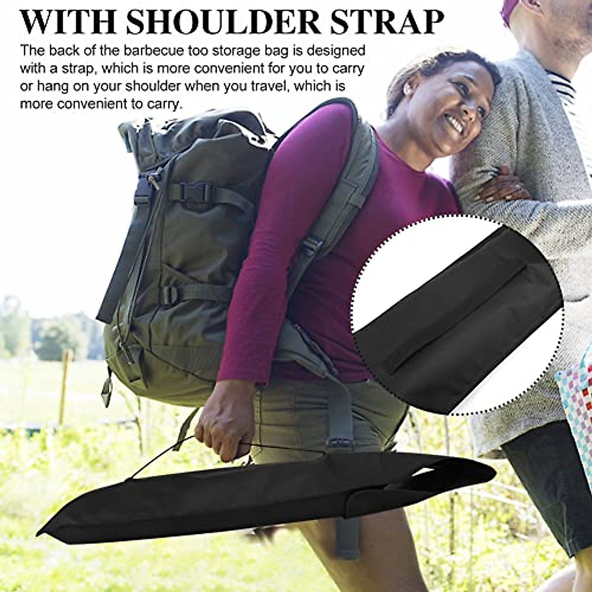 2PCS Thicken BBQ Tool Storage Bag,Portable Grill Accessory Oxford Grill Tool Carry Bag,Outdoor Picnic Cooking Tools Bag for Picnic Trip Outdoor Camping(Size:24.41 x 9.45inch)