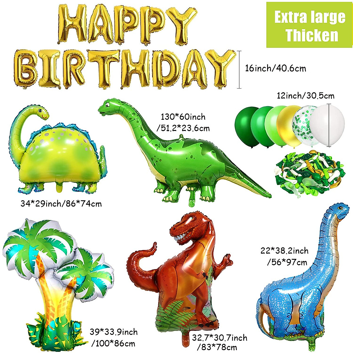 176pcs Dinosaur Birthday Party Decorations, Slmeno Dinosaur Balloon Arch Garland Kit with Dinosaur Cake Topper,HAPPY BIRTHDAY Balloons,Dinosaur Tablecloth,Curtains,Glow In The Dark Dinosaur Tattoos