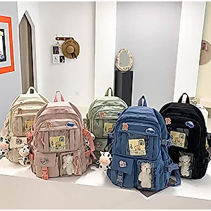 ncduansan Kawaii Backpack with Kawaii Pin and Accessories Backpack Cute Aesthetic Backpack Cute Kawaii Backpack for School(white)