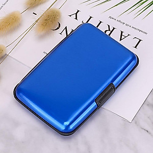 ELFISH Mini RFID Aluminum Wallet Credit Cards Holder Business Card Case Metal ID Case for Men Women (Blue)