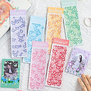 Scrapbook Stickers 24 Sheets Self-Adhesive Deco Stickers,Colorful Butterfly Scrapbooking Sticker,Shiny Korean Stickers Waterproof Journal Stickers for Postcard Photo Planner Diary Card Decoration