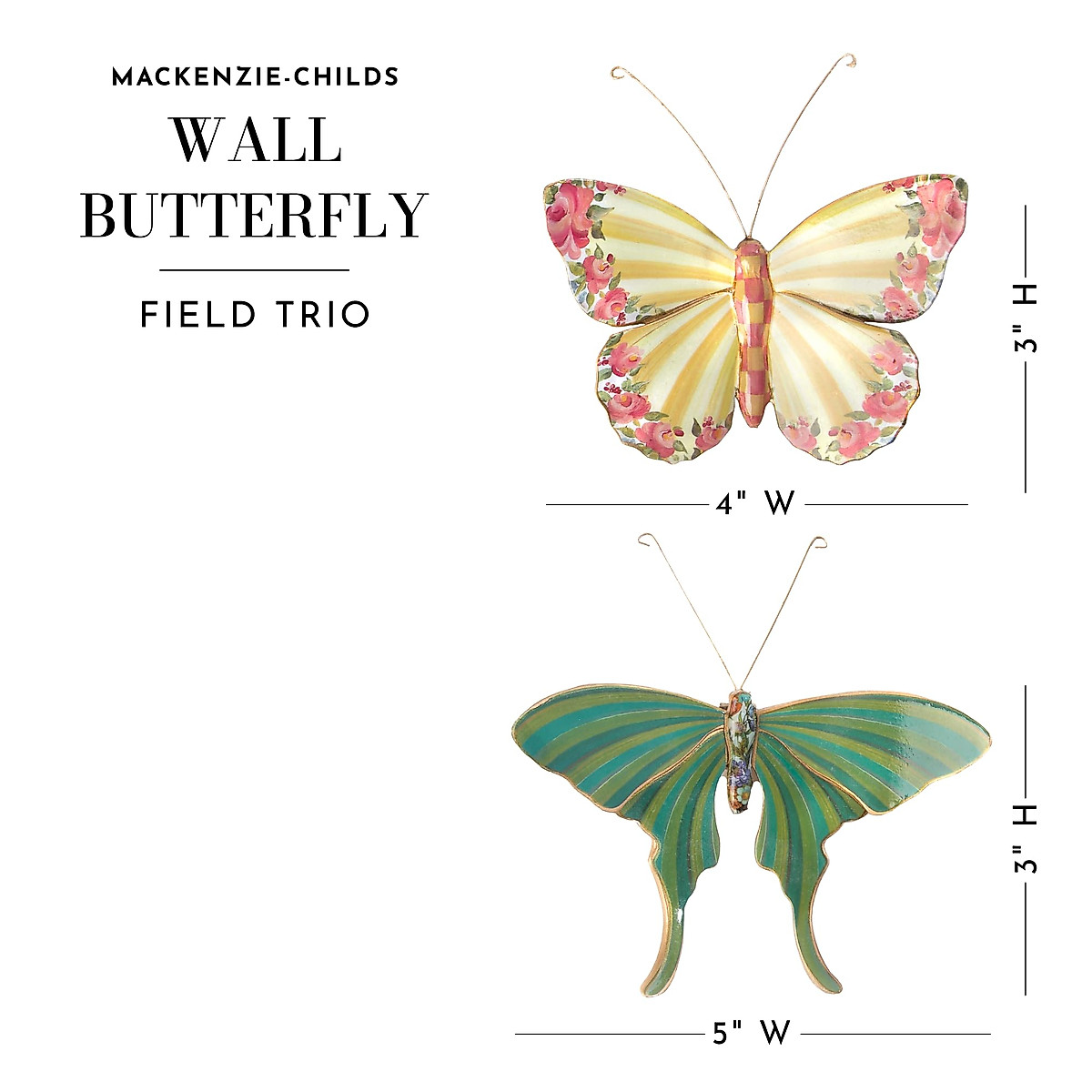 MACKENZIE-CHILDS Butterflies Trio, Hanging Butterfly Wall Decor, Field, Set of 3