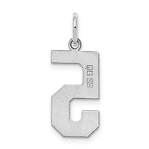 Solid 925 Sterling Silver Medium Number 5 Charm Pendant - 21mm x 8mm