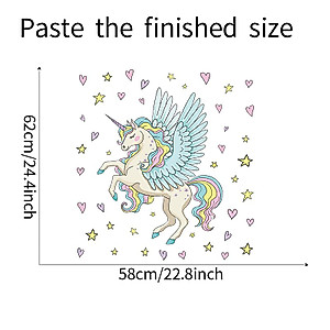 Unicorn Wall Decal | Unicorn Decals for Girls Bedroom | Unicorn Wall Decal Stickers | Unicorn with Stars Wall Poster for Nursery 60*40cm (FX-E138)