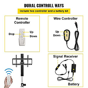 VEVOR Motorized TV Lift Stroke Length 31 Inches Motorized TV Mount Fit for Max.60 Inch TV Lift with Remote Control Height Adjustable 42-73 Inch,Load Capacity 132 Lbs
